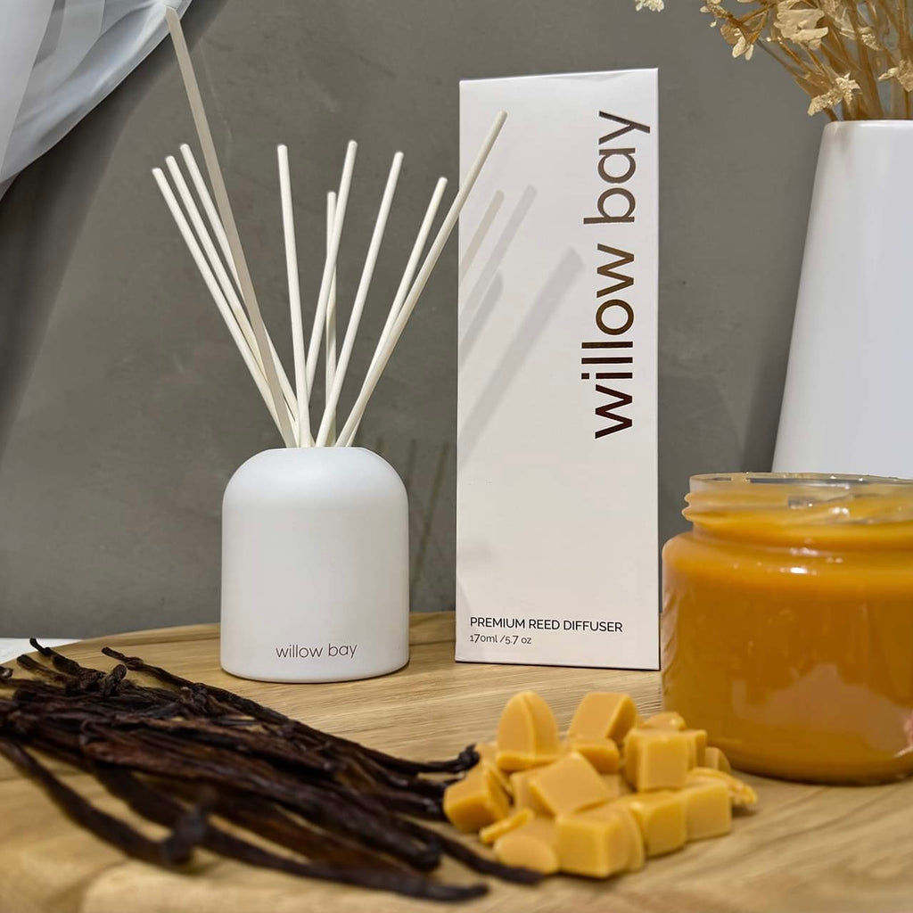 Premium Reed Diffuser - Vanilla Caramel Swirl – Willow Bay Australia
